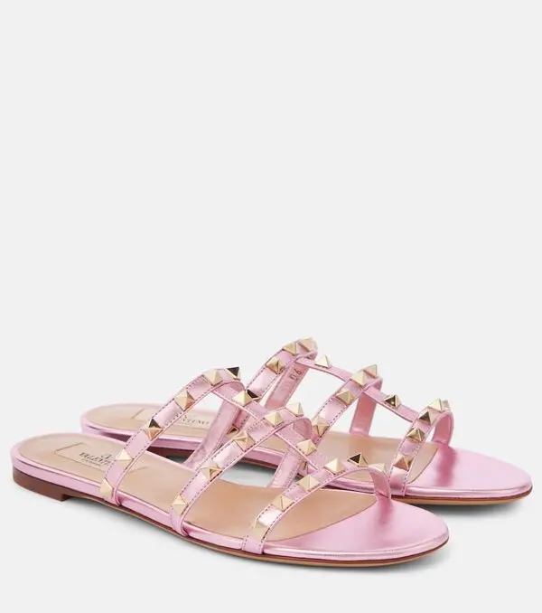 Valentino Garavani Rockstud Leather Flats - Pink