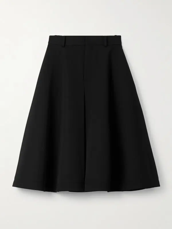 Bottega Veneta Grain De Poudre Wool Midi A-line Skirt