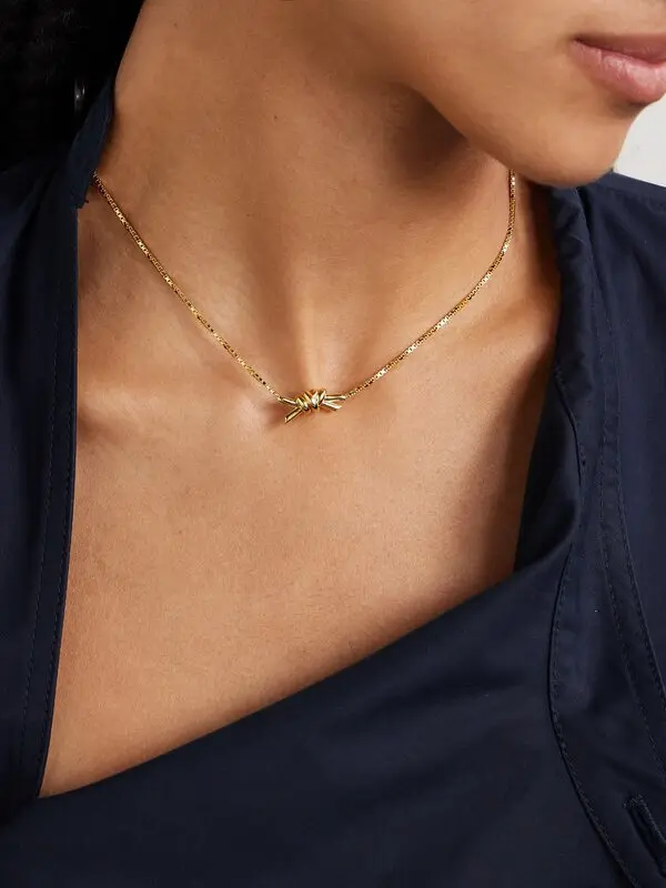 Bottega Veneta Plated Knot Pendant Necklace