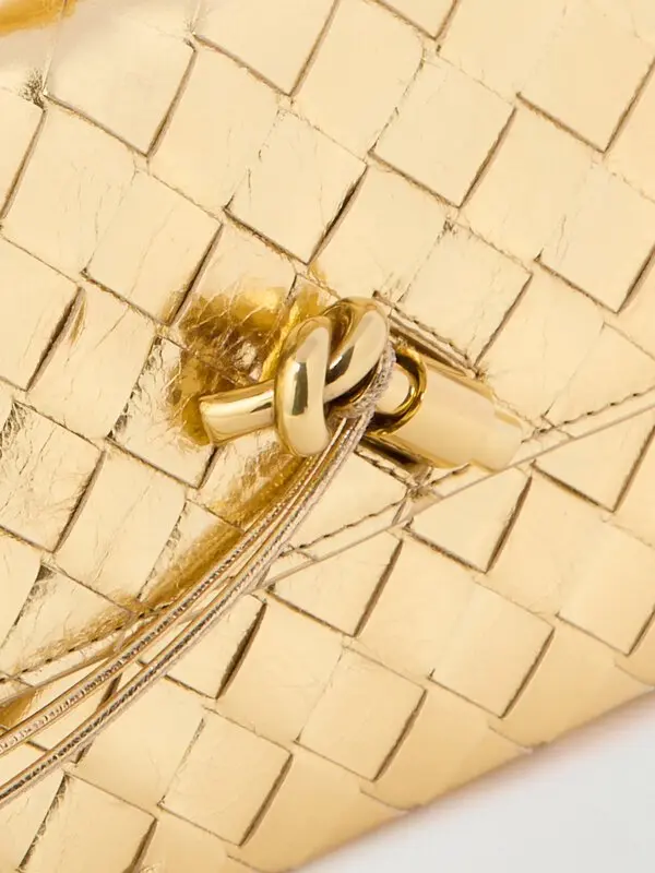 Bottega Veneta Andiamo Long Intrecciato Metallic Leather Clutch - Gold