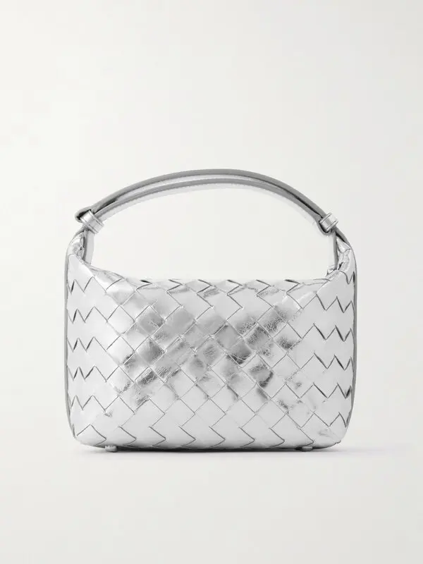 Bottega Veneta Wallace Mini Intrecciato Metallic Leather Shoulder Bag