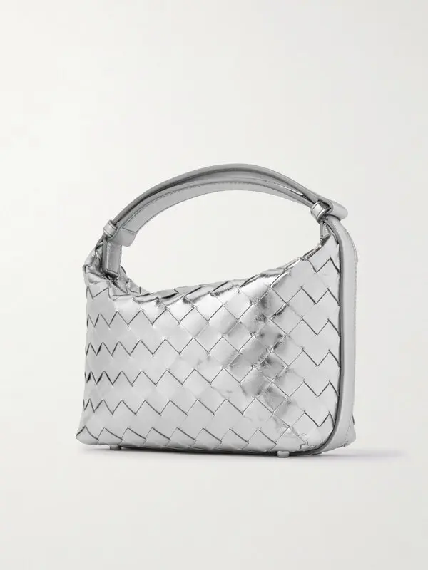 Bottega Veneta Wallace Mini Intrecciato Metallic Leather Shoulder Bag