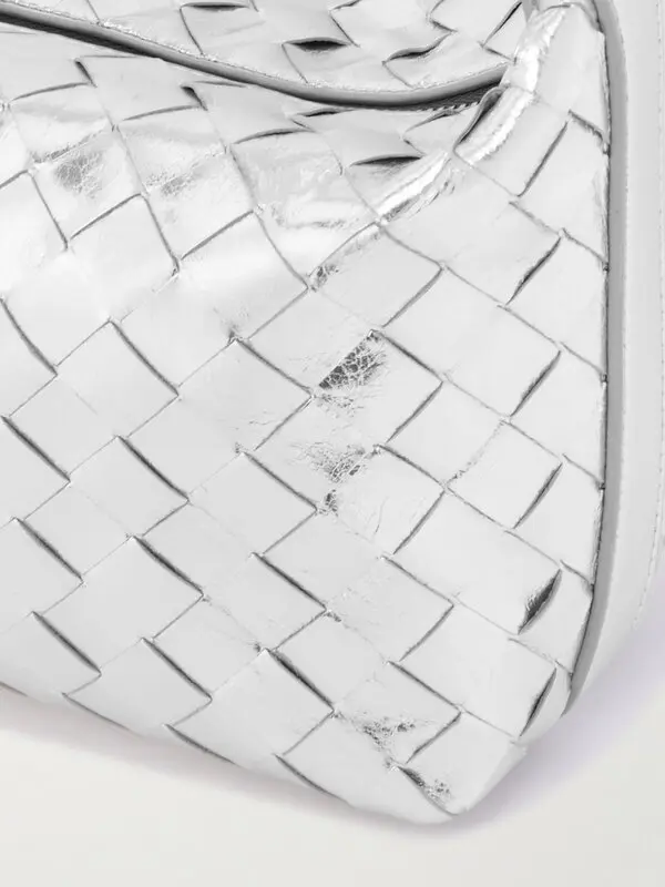 Bottega Veneta Wallace Mini Intrecciato Metallic Leather Shoulder Bag