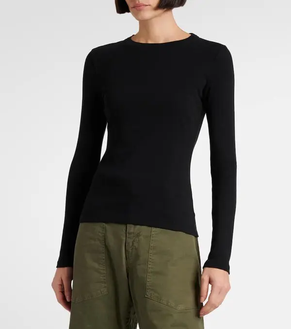 NILI LOTAN Emelie Cotton Jersey T-shirt - Black