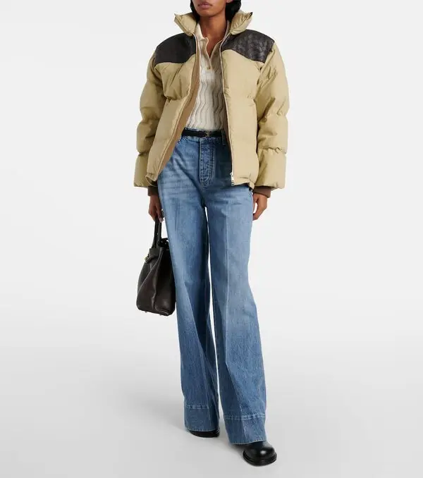 Bottega Veneta Intrecciato Leather-trimmed Down Jacket