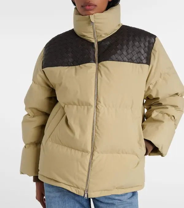 Bottega Veneta Intrecciato Leather-trimmed Down Jacket