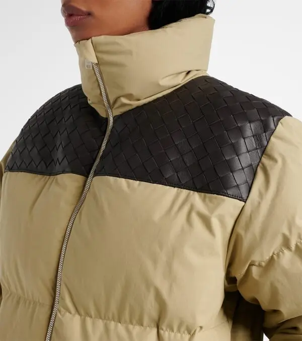 Bottega Veneta Intrecciato Leather-trimmed Down Jacket