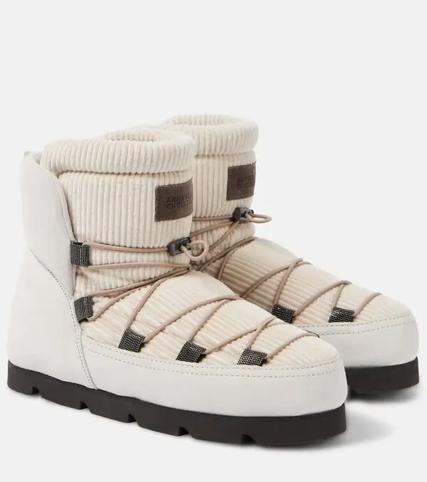 Brunello Cucinelli Shearling-lined Corduroy And Suede Snow Boots