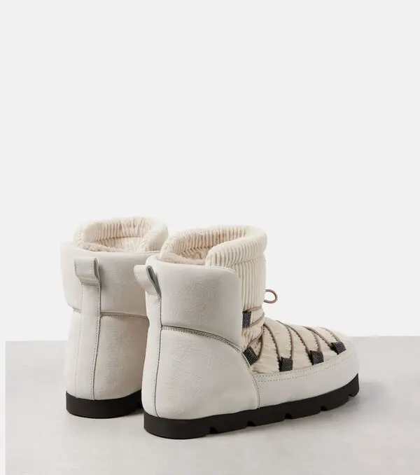 Brunello Cucinelli Shearling-lined Corduroy And Suede Snow Boots