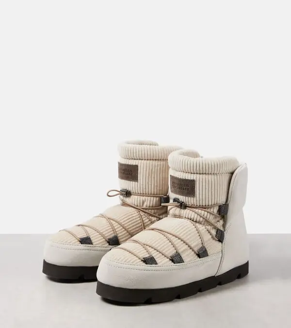 Brunello Cucinelli Shearling-lined Corduroy And Suede Snow Boots
