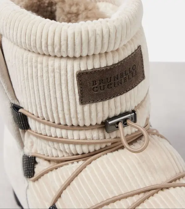 Brunello Cucinelli Shearling-lined Corduroy And Suede Snow Boots