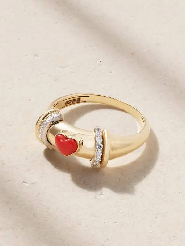 L'ATELIER NAWBAR Warrior Venus Coral And Diamond Ring - Red