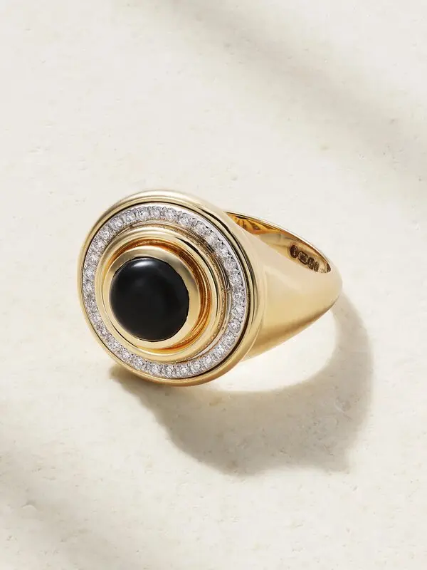 L'ATELIER NAWBAR Mimete Onyx And Diamond 18-karat Gold Pinky Ring - Black