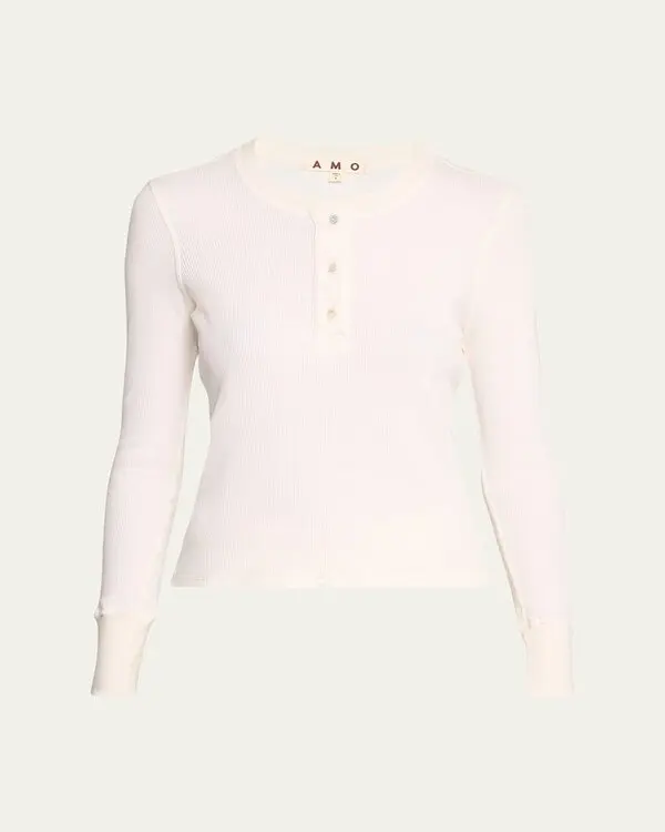 AMO Ribbed Thermal Henley Tee