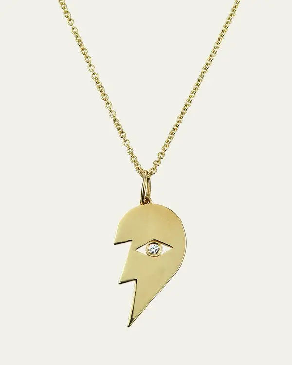 SYDNEY EVAN 14k Yellow Split Heart Evil Eye Pendant Necklace - Gold