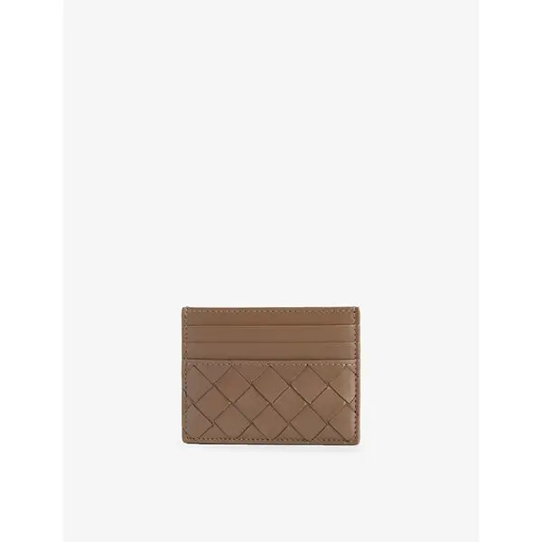 Bottega Veneta Intrecciato Leather Card Holder - Pinecone-gold