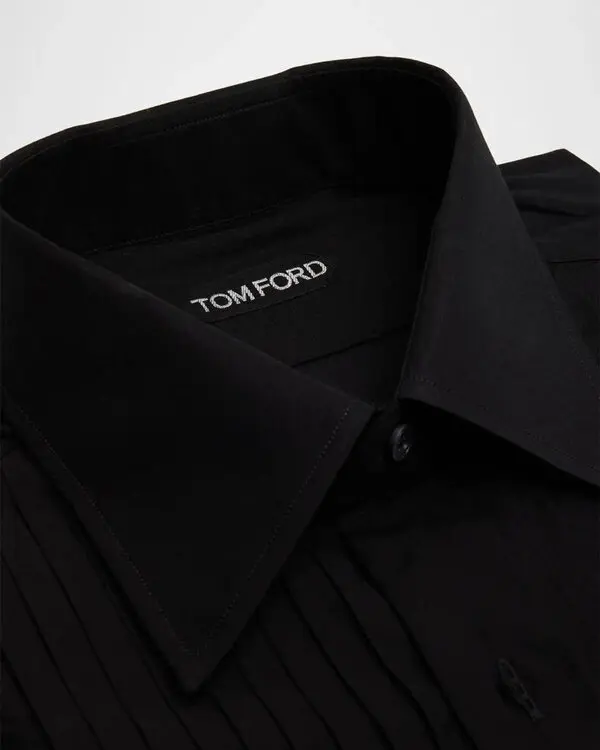 TOM FORD Apos;s Cotton Plisse Dress Shirt - Black