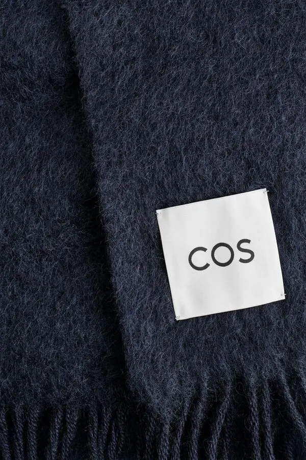 Cos Fringed Mohair Scarf - Navy