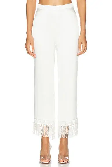FLEUR DU MAL X Galia Lahav Beaded Fringe Silk Pant - Ivory