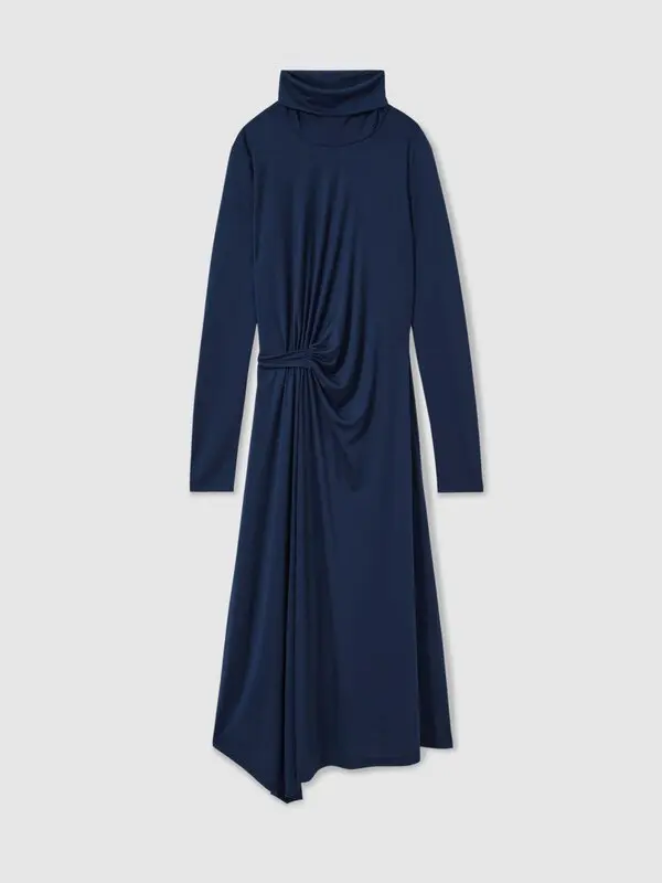 REISS Casey Draped Jersey Midi Dress - Blue