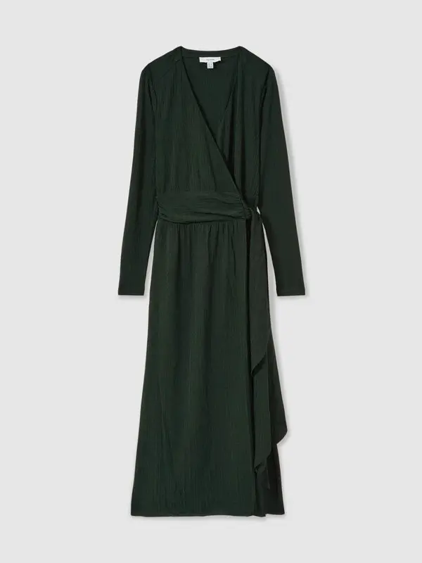 REISS Madeline Jersey Wrap-tie Midi Dress - Green