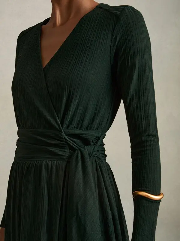 REISS Madeline Jersey Wrap-tie Midi Dress - Green