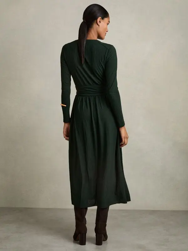 REISS Madeline Jersey Wrap-tie Midi Dress - Green