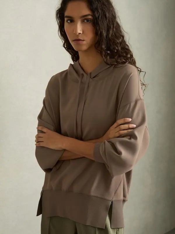 REISS Kiara Woven Hooded Top