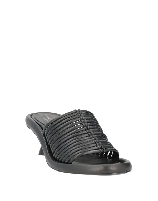 Paloma Barcelo Leather Slide Sandals - Black - 50% Off  display picture 3