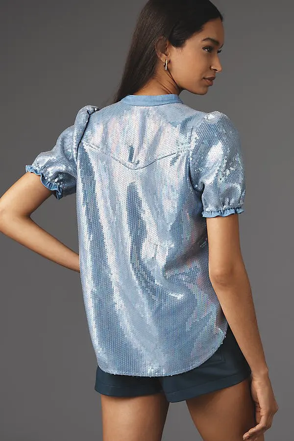 PILCRO Aly Puff-sleeve Blouse