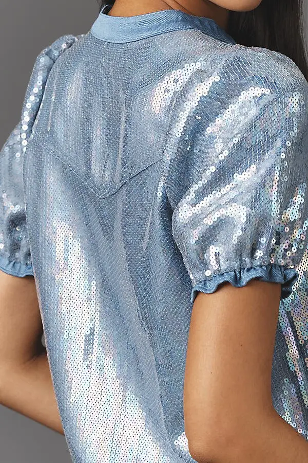 PILCRO Aly Puff-sleeve Blouse