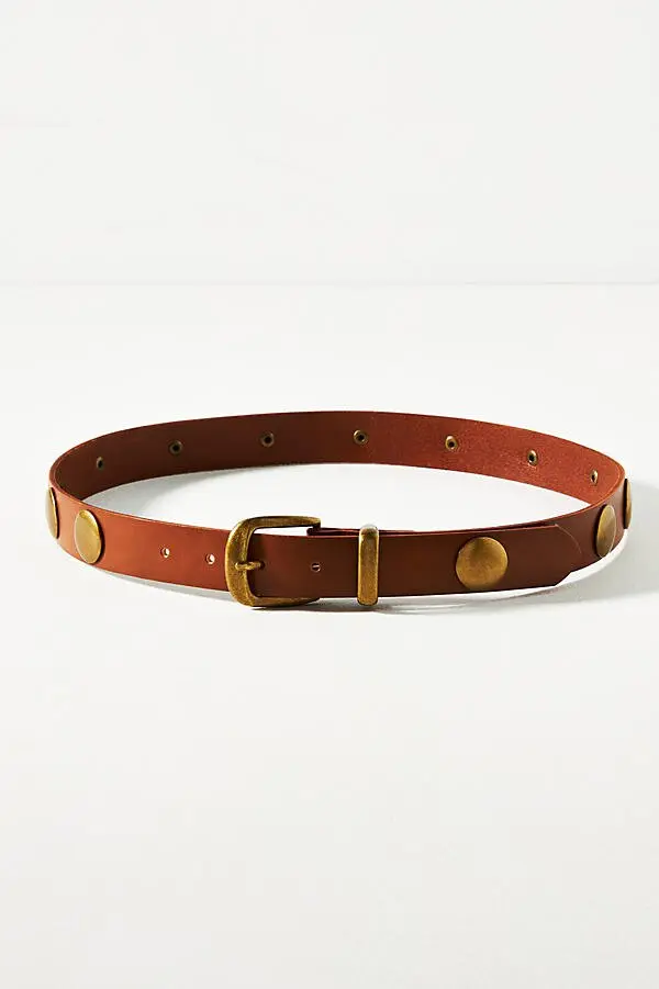 Anthropologie Brown Leather Wide Studded Waist Belt 8 Other Reasons Studded Belt | Anthropologie main image 4