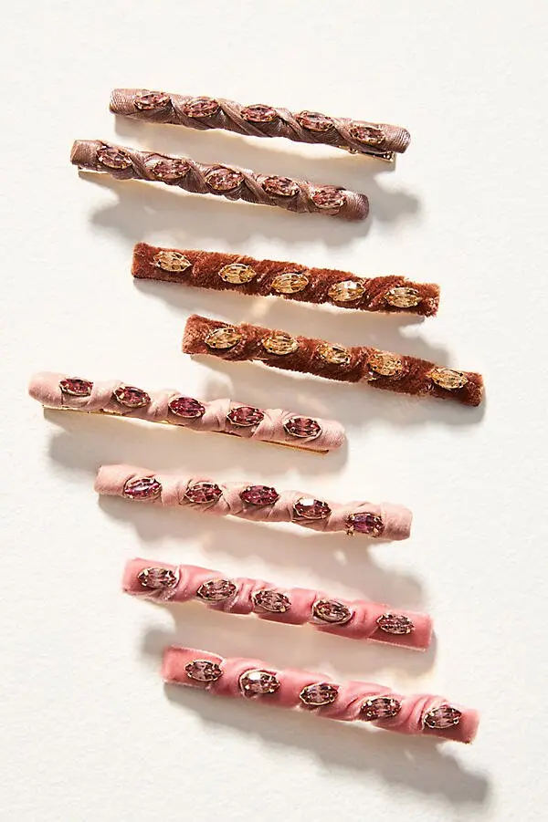 Anthropologie gemstone barrettes - set Anthropologie Gem Barrettes Set Of 4 In Gold & Silver - 28  main image 2