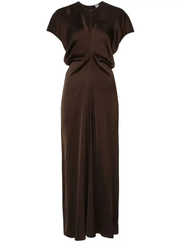 TOTEME Slouch Waist Draped Maxi Dress - Brown
