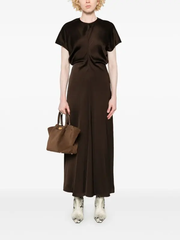 TOTEME Slouch Waist Draped Maxi Dress - Brown