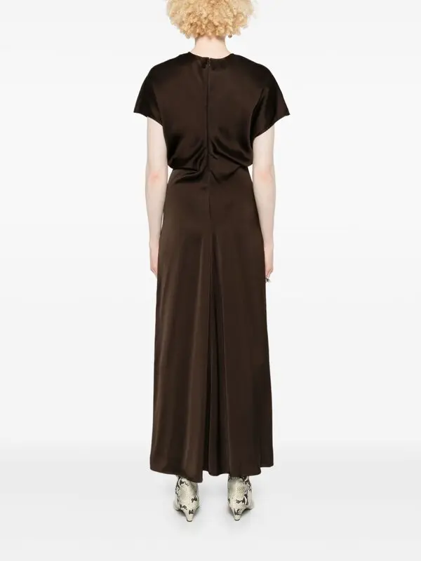 TOTEME Slouch Waist Draped Maxi Dress - Brown