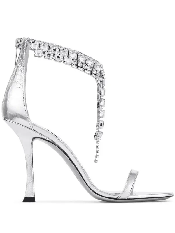 JIMMY CHOO Verity Crystal-embellished Sandals - Silver