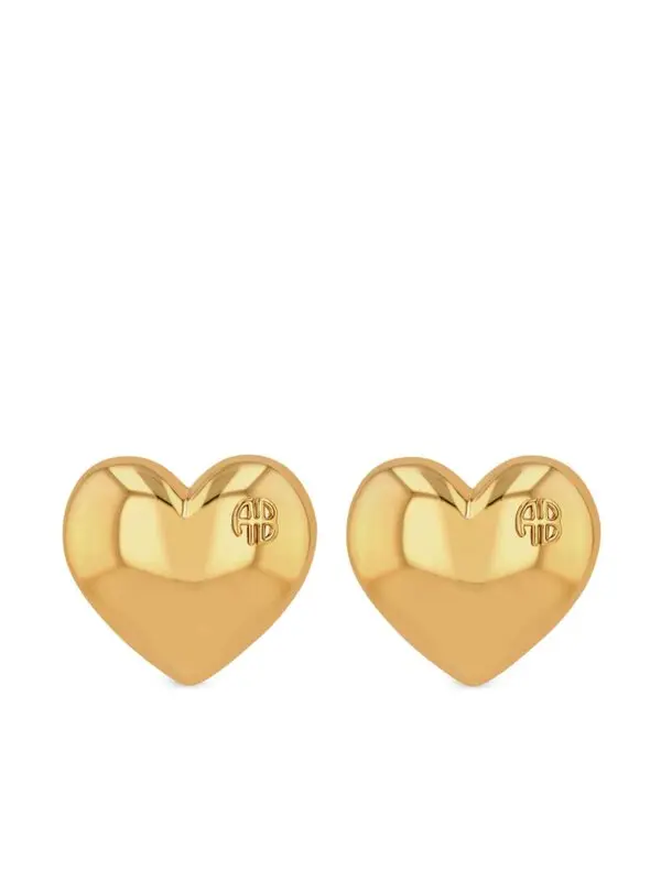 ANINE BING Heart Stud Earrings - Gold