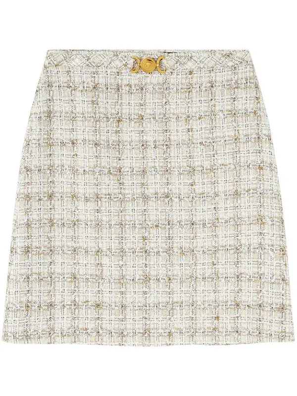 Versace Tweed A-line Mini Skirt - Neutrals