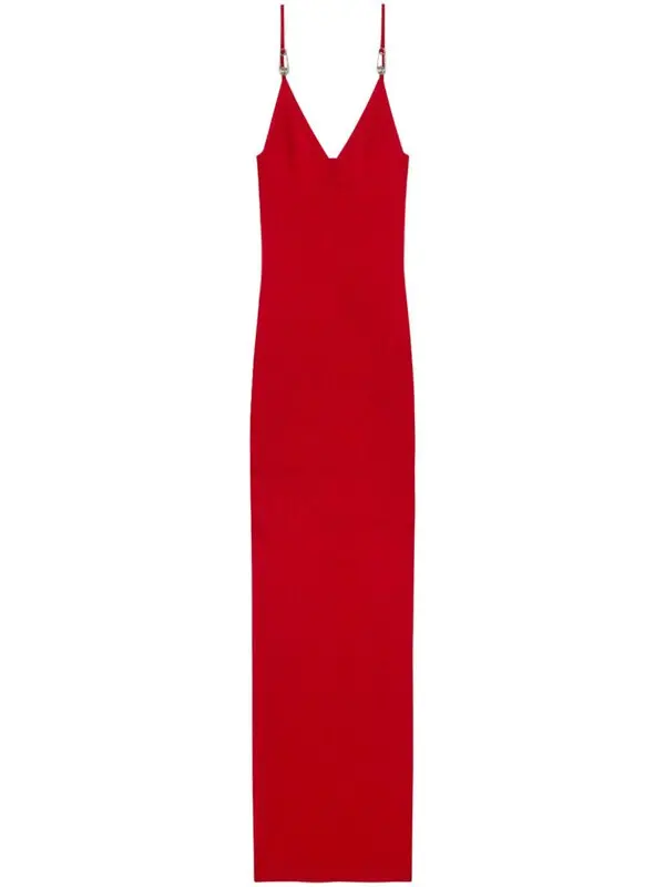 Versace Safety Pin Slip Midi Dress - Red