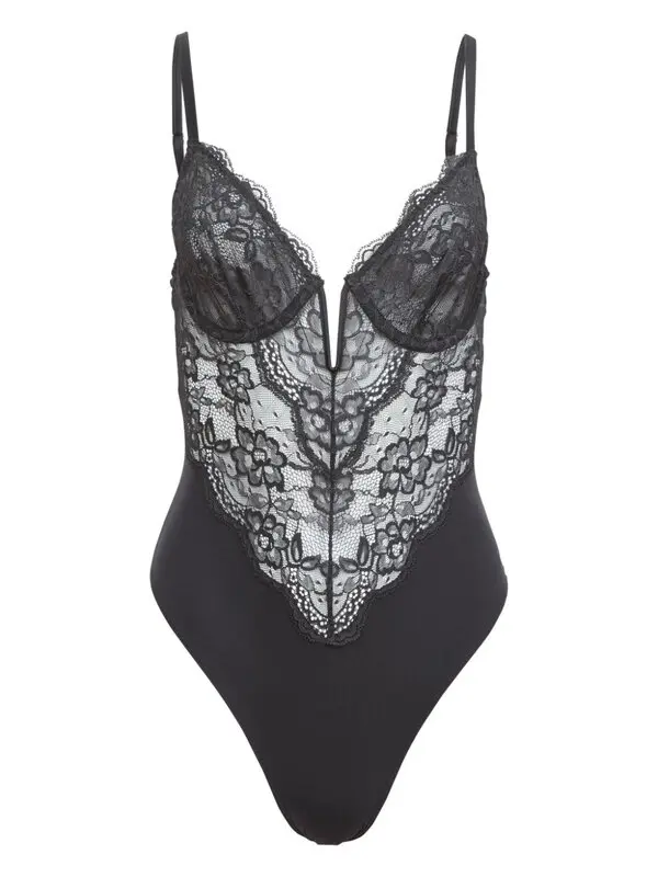 FLEUR DU MAL Bianca Lace Bodysuit - Black