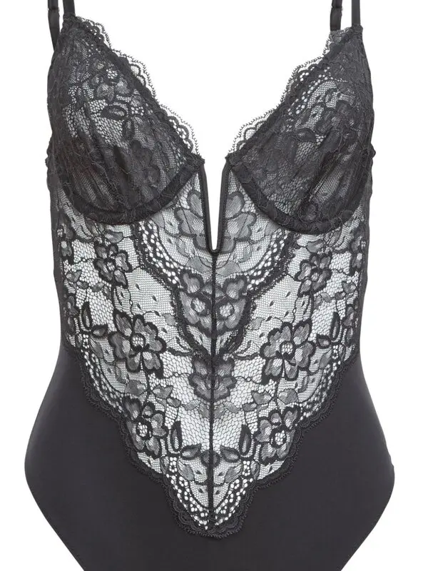FLEUR DU MAL Bianca Lace Bodysuit - Black