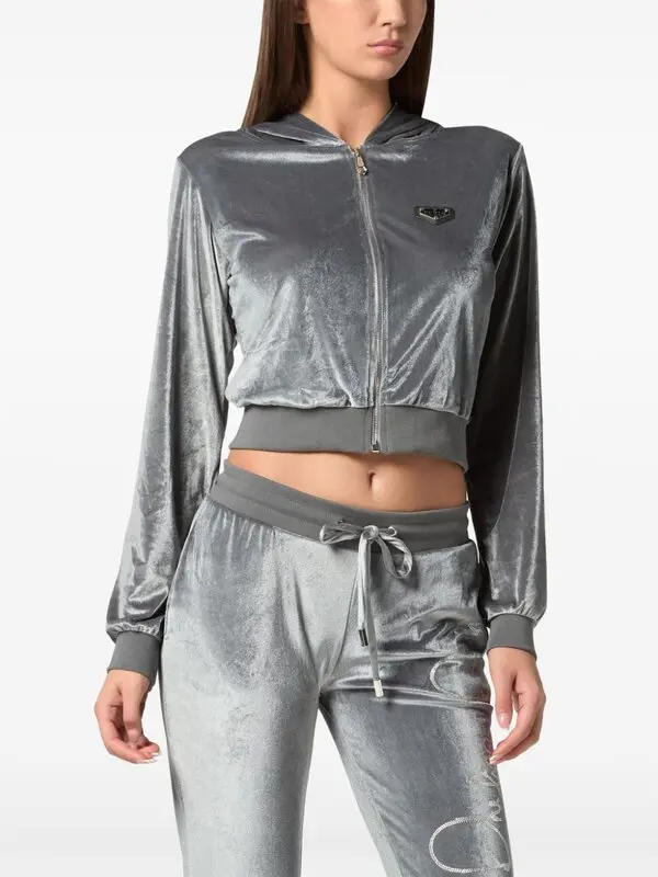 Philipp Plein Crystal Signature Hoodie - Grey