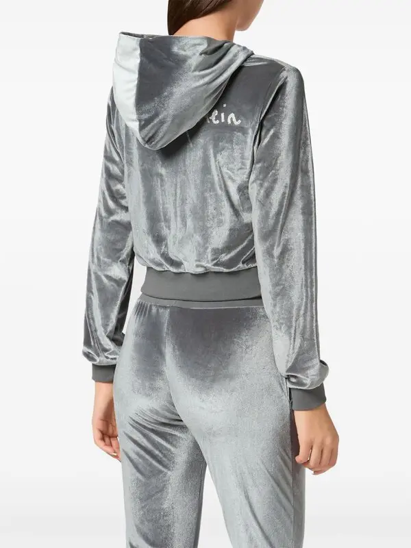 Philipp Plein Crystal Signature Hoodie - Grey