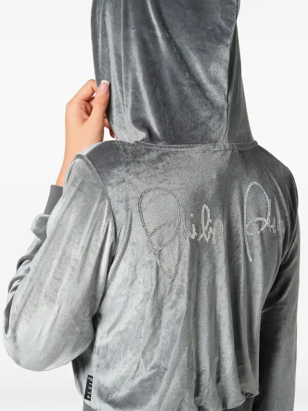 Philipp Plein Crystal Signature Hoodie - Grey
