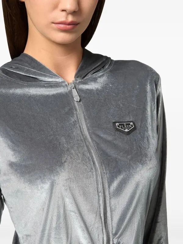 Philipp Plein Crystal Signature Hoodie - Grey