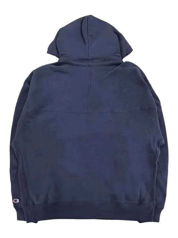 N.Hoolywood X Champion Logo-Embroidered Hoodie In Blue - 26% Off
