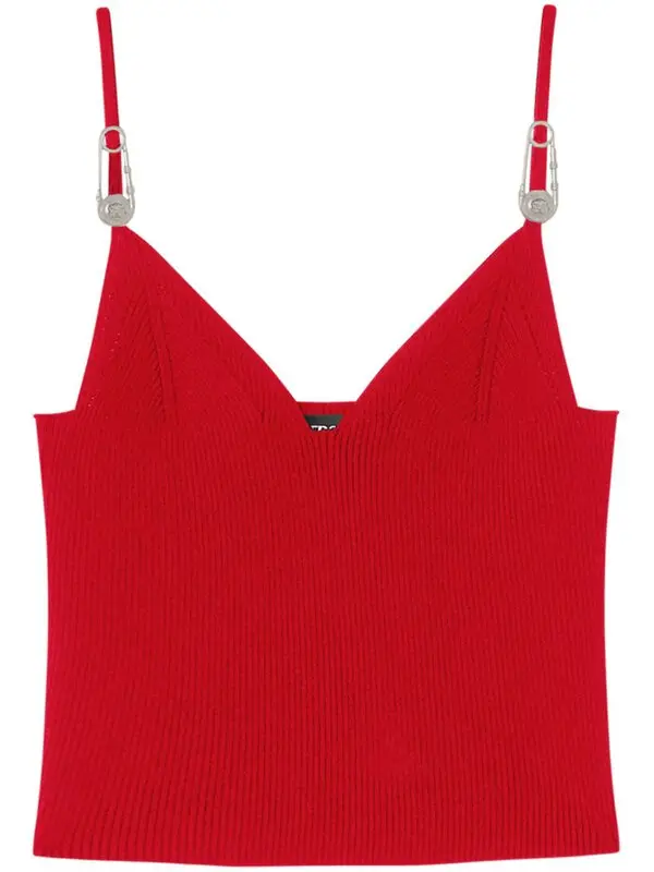 Versace Safety Pin Crop Top - Red
