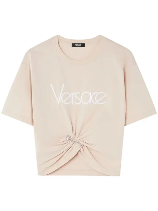 Versace Safety Pin Cropped T-shirt - Neutrals