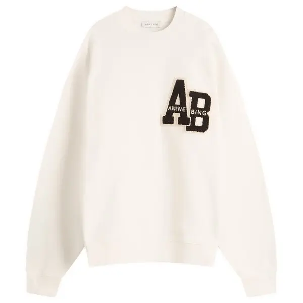 ANINE BING Miles Oversized Letterman Sweatshirt - Off White